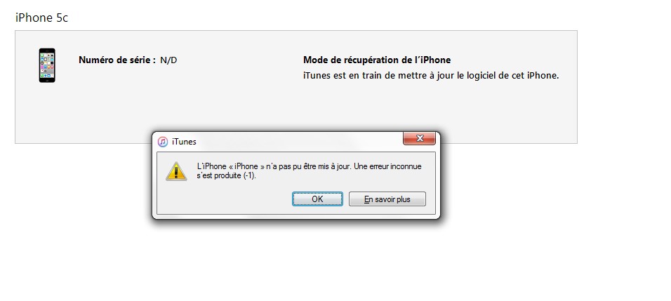 [Résolu] Iphone 5c model a1507 bloqué sur itunes impossible de restauré ...